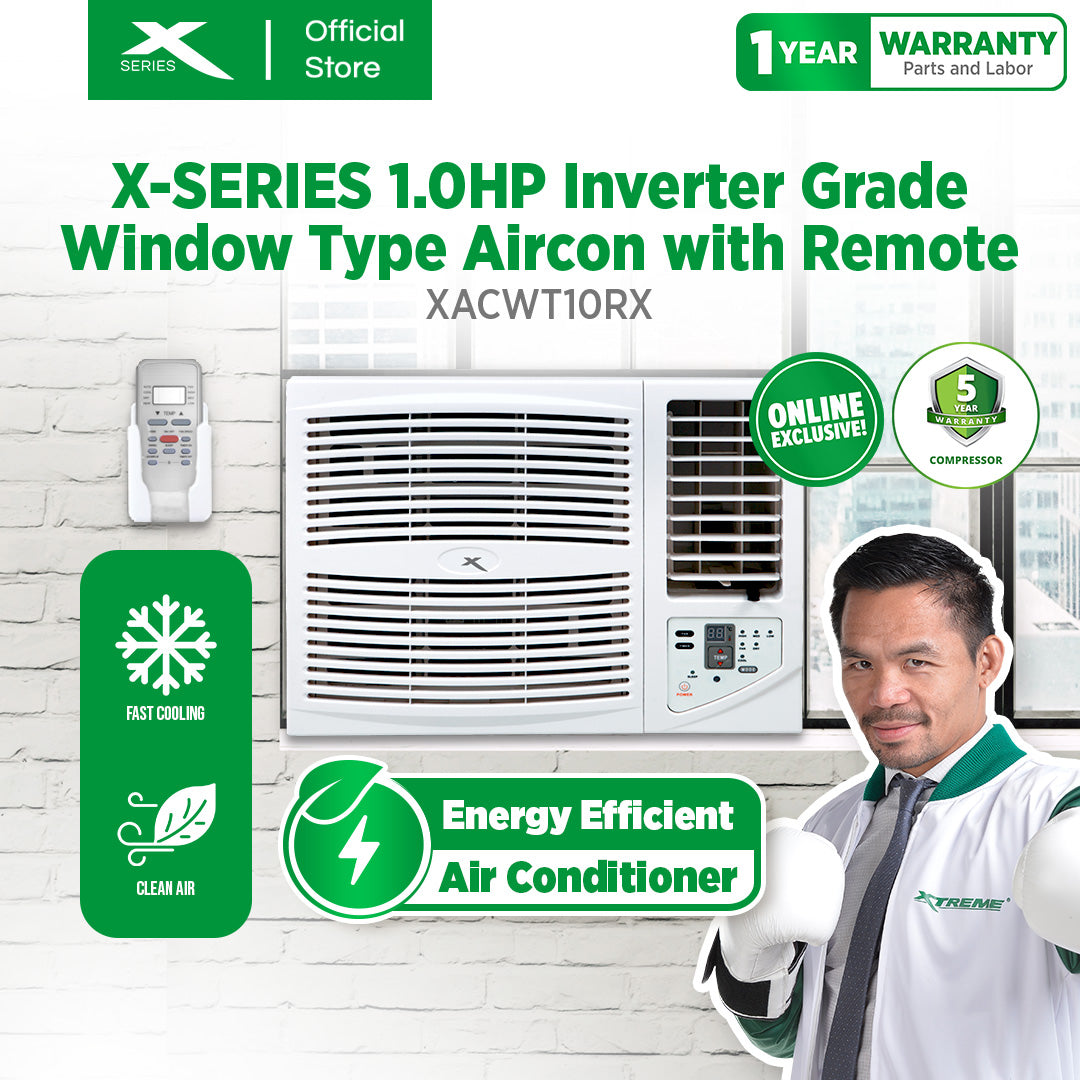 X-SERIES 1HP Inverter Grade Window Type Aircon w Silver Ion Filter Tim ...
