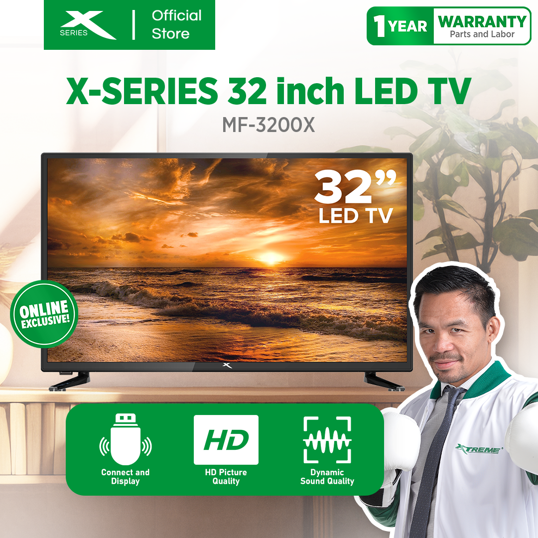 X-SERIES 32 inch LED TV Slim Bezel USB Port HDMI VGA Dynamic Sound HDR ...