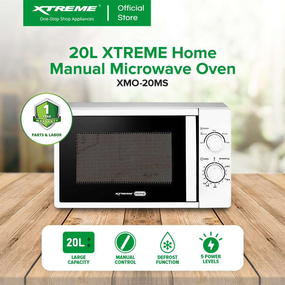 XTREME HOME 20L Manual Control Microwave Oven Defrost Function & 5 Pow ...